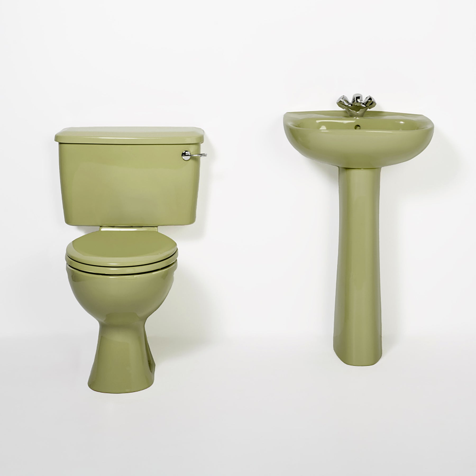 Retro Toilet & Basin Set Avocado With Round 1 Taphole Basin – The Bold ...